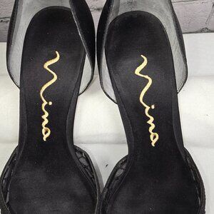 Nina | Shoes | Womens Nina Dorsay Pumps Black With Mesh Rhinestone ...